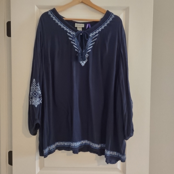 Catherines | Tops | Catherines Petite Rayon Embroidered Gauze Peasant ...